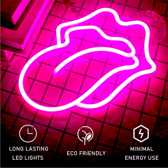 Urban Outfitters | Wall Decor | Lipstick Tongue Neon Pink Led Light ...